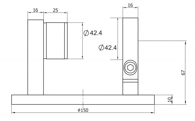 Side / Face Fixed Round Base Plate with Tube Support Spigot | Product